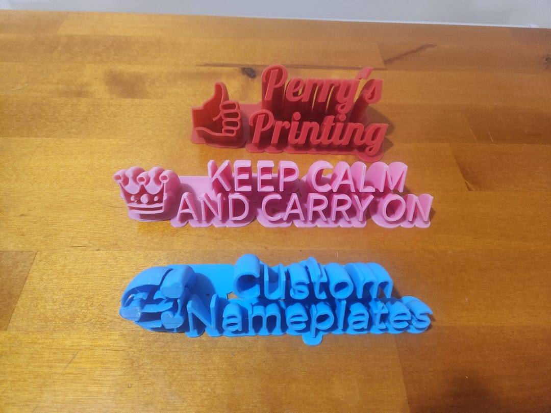 Desk Nameplate - Display Shelf Label - Custom With Emoji - 3D Printed ...