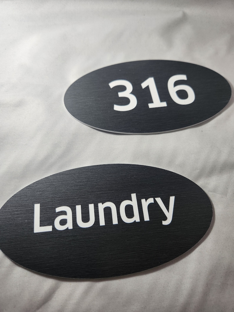 Apartment Number Door Sign - Laser Engraved Acrylic - Brushed Charcoal ...