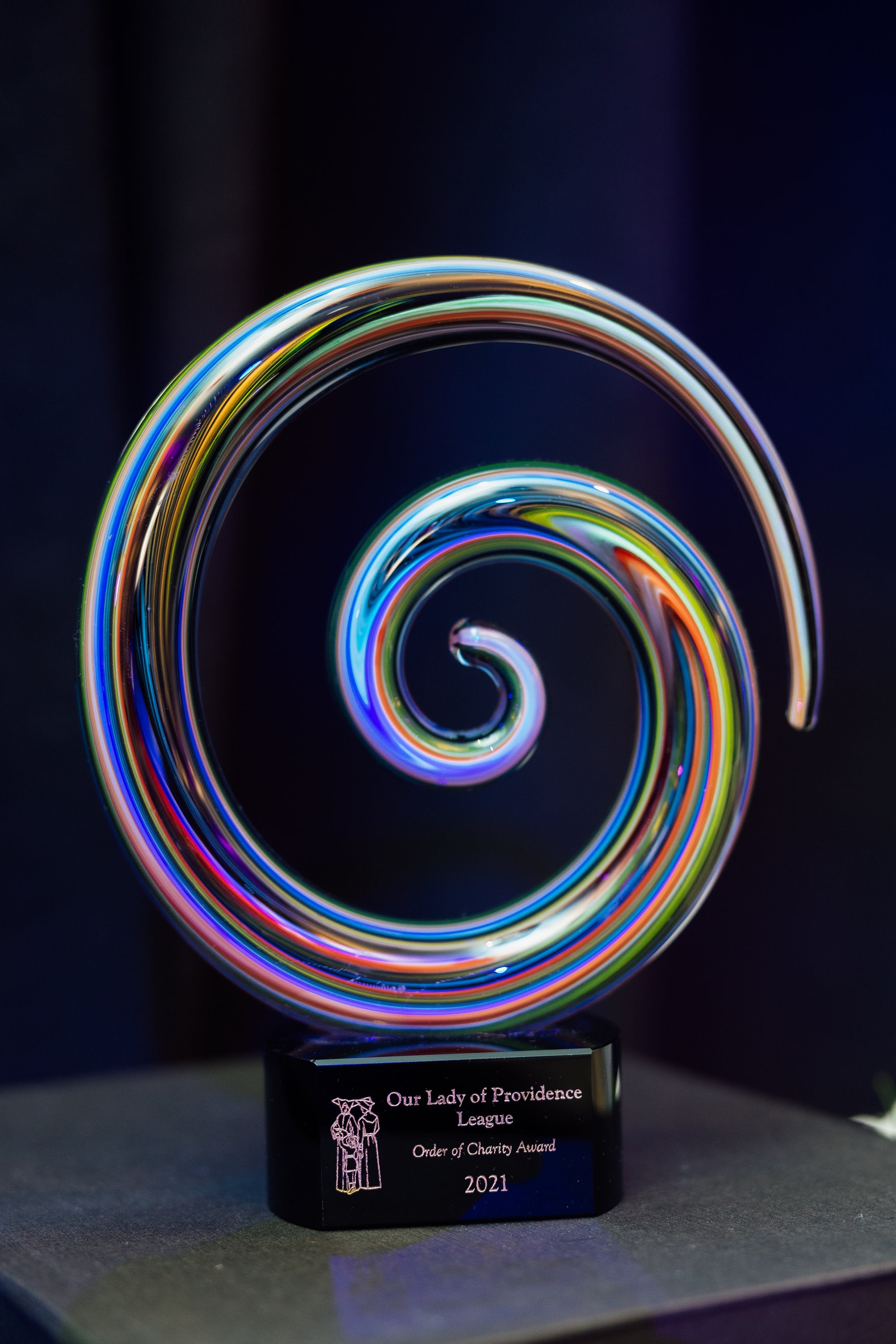 Colorful Spiral Art Glass Trophy Personalized Award for Employee ...