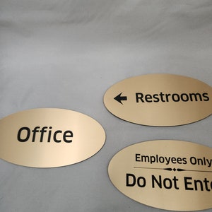 Room Identification Door Sign Laser Engraved Acrylic Brushed Euro Gold ...