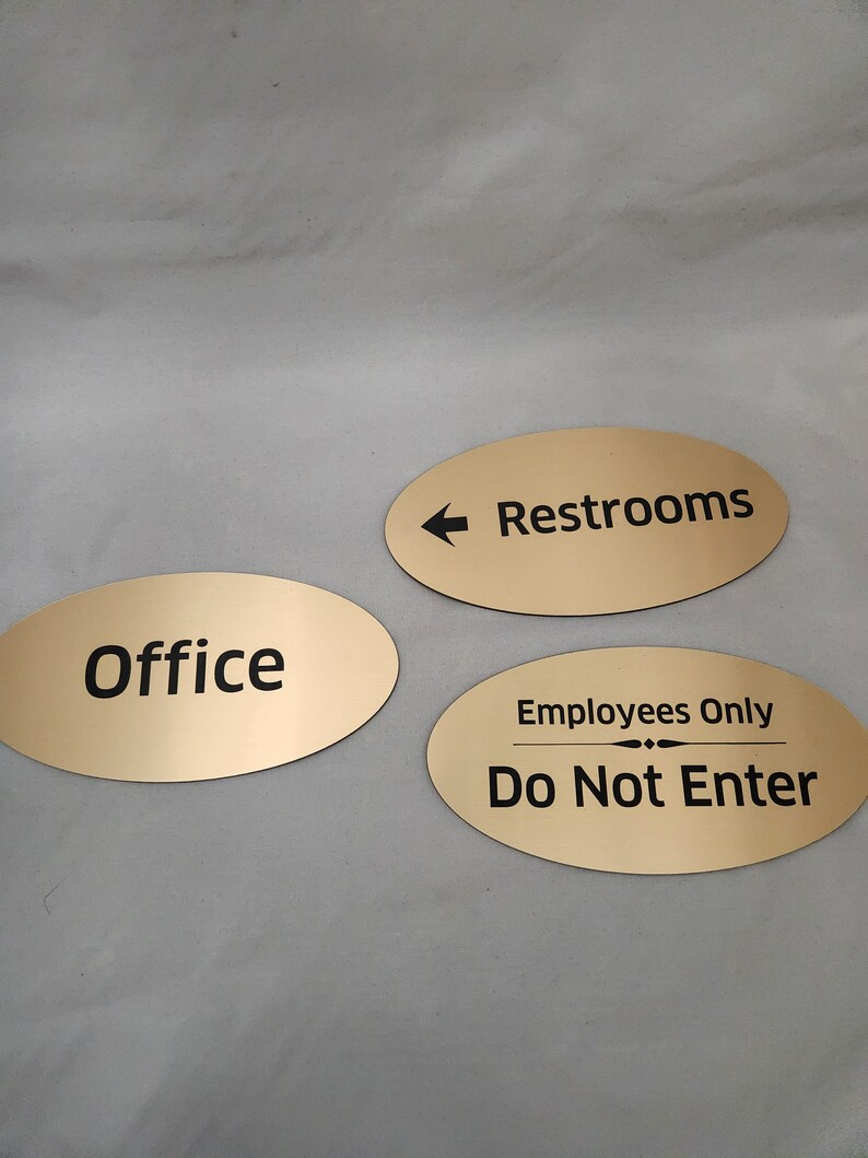 Room Identification Door Sign Laser Engraved Acrylic Brushed Euro Gold ...