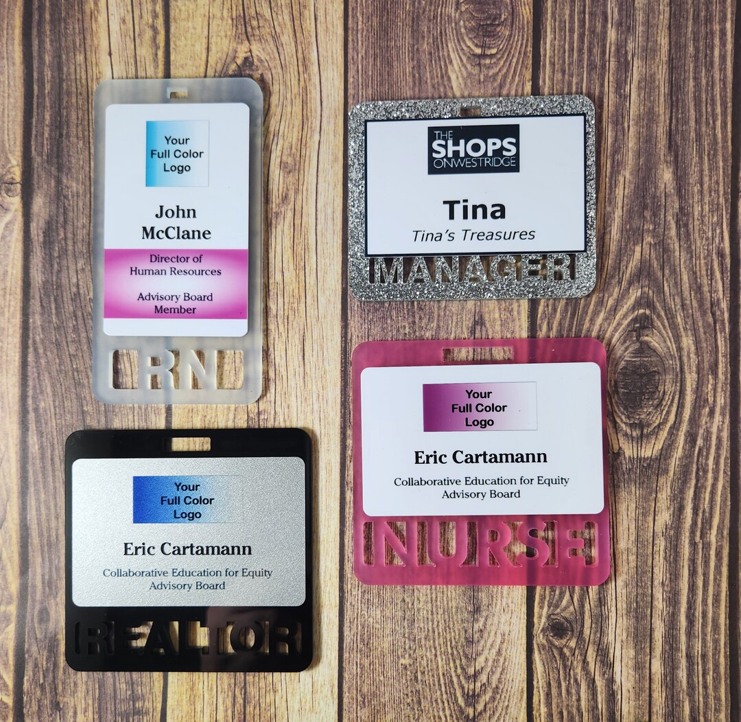Custom Acrylic Badge Buddy – Colorful Name Tag With Lanyard ...