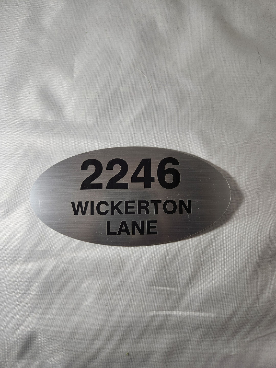 Custom Laser Engraved Oval Door Sign – Brushed Aluminum Acrylic Address ...