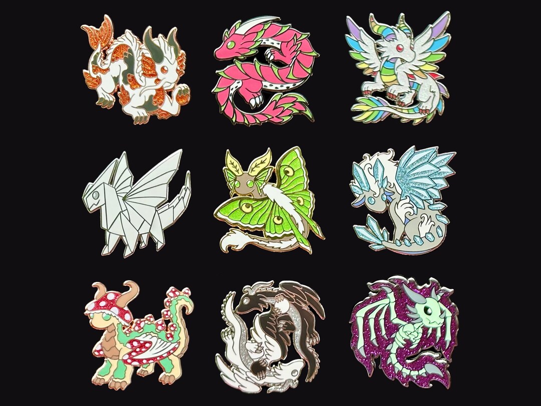 Original Dragon Pins Set 2 - Koi - Dwagon Fruit - Pastel Rainbow ...