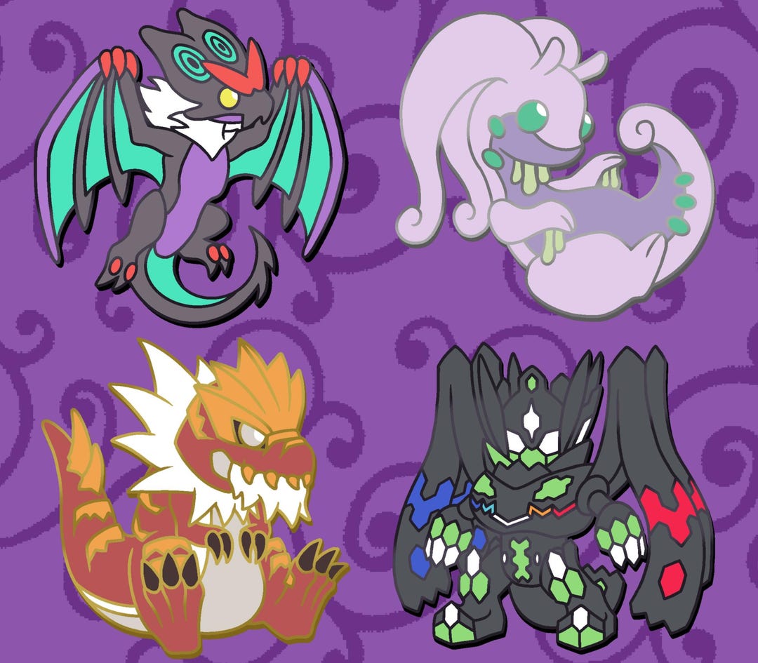 Pokemon X and Y Dragon Pins - Generation VI - Noivern - Goodra ...
