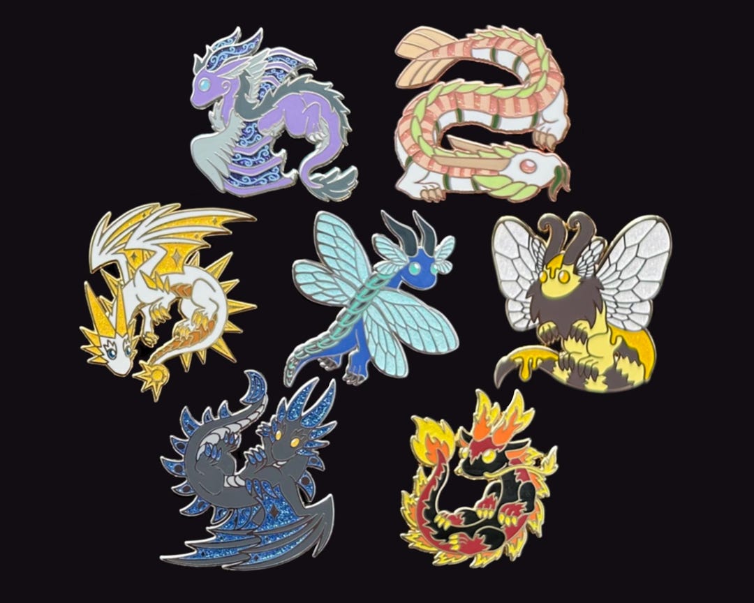 Original Dragon Pins Set 3 - Mystical - Sushi - Solar - Lunar ...