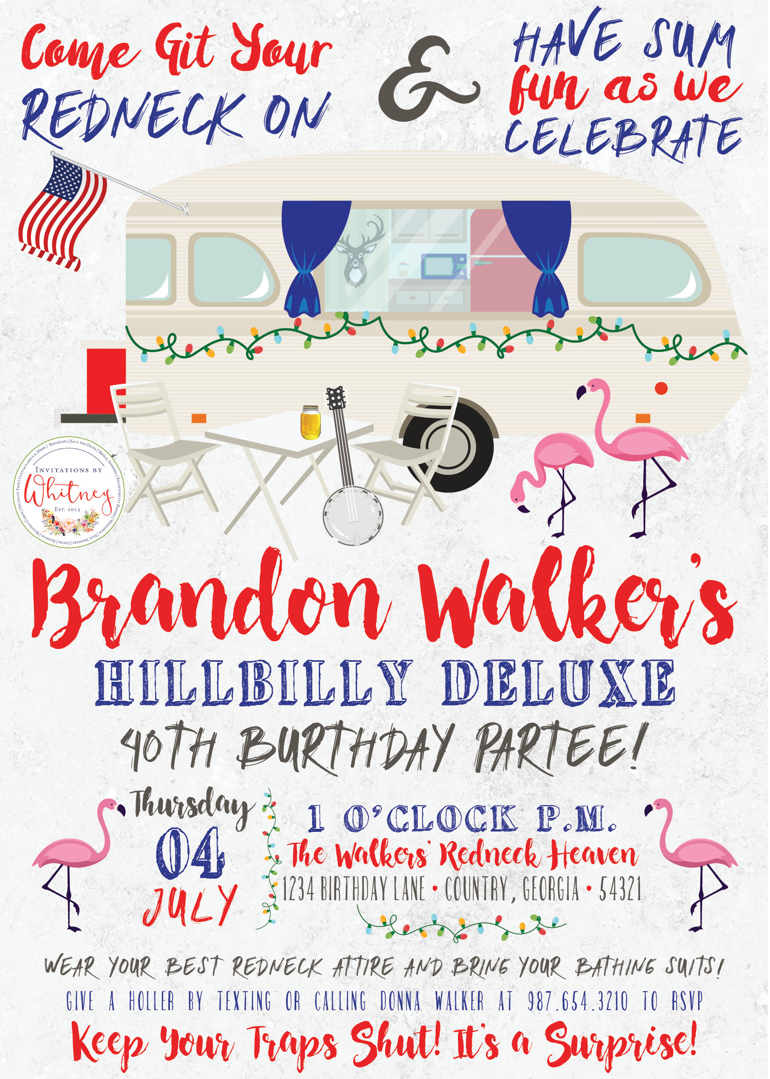 Redneck Birthday Invitation, Trailer Birthday Invitation, Hillbilly ...