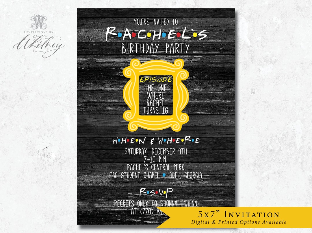 Friends Birthday Party Invitation, Friends Invitation, Friends Yellow ...