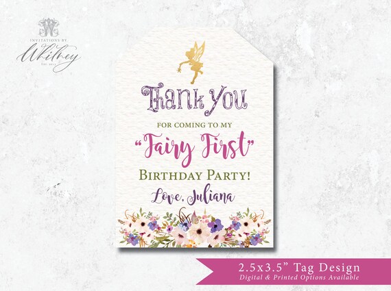 Fairy First Birthday Tag Design Fairy Birthday Party Tag - Etsy