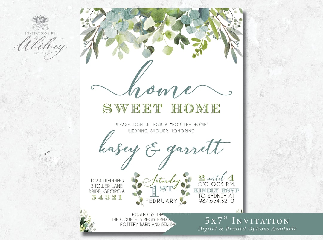 Housewarming Party, for the Home Shower, Home Sweet Home, Bridal Shower ...