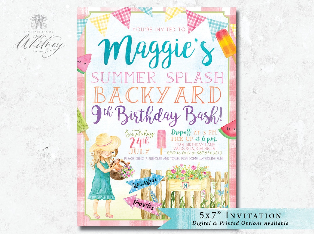 Backyard Birthday Bash Invitation, Backyard Party Invitation, Garden ...