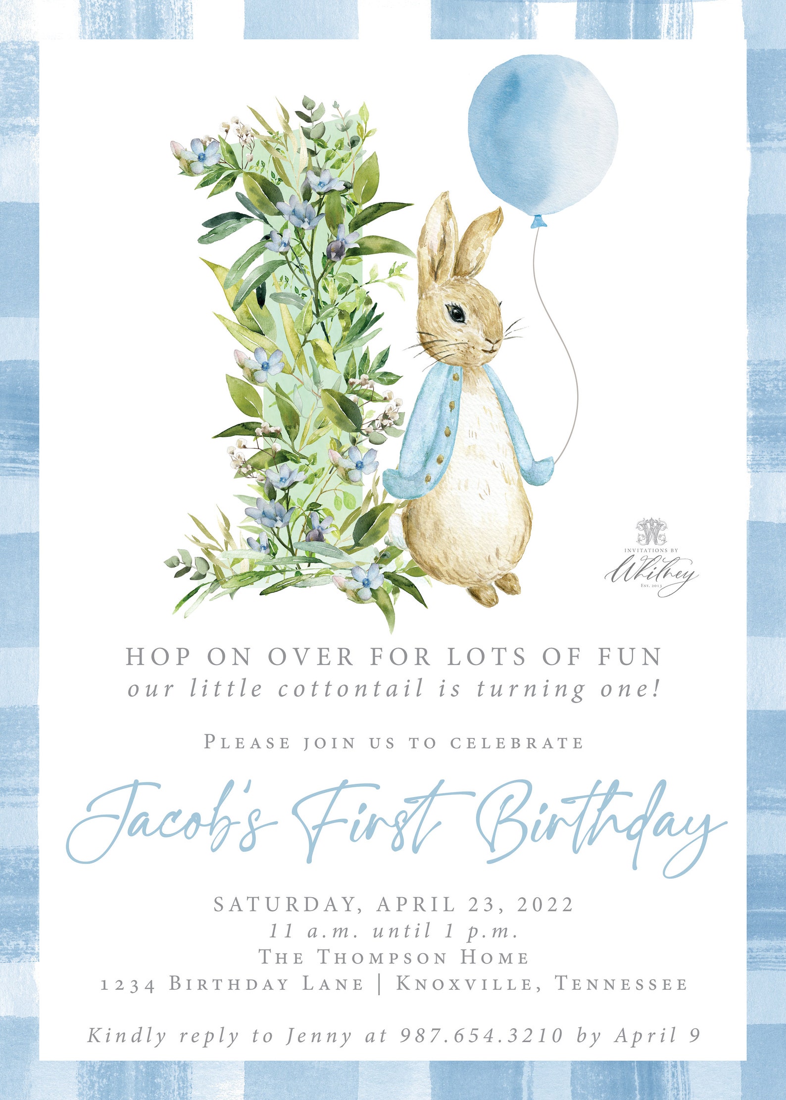 Peter Rabbit Birthday Invitation Bunny Birthday Invitation - Etsy