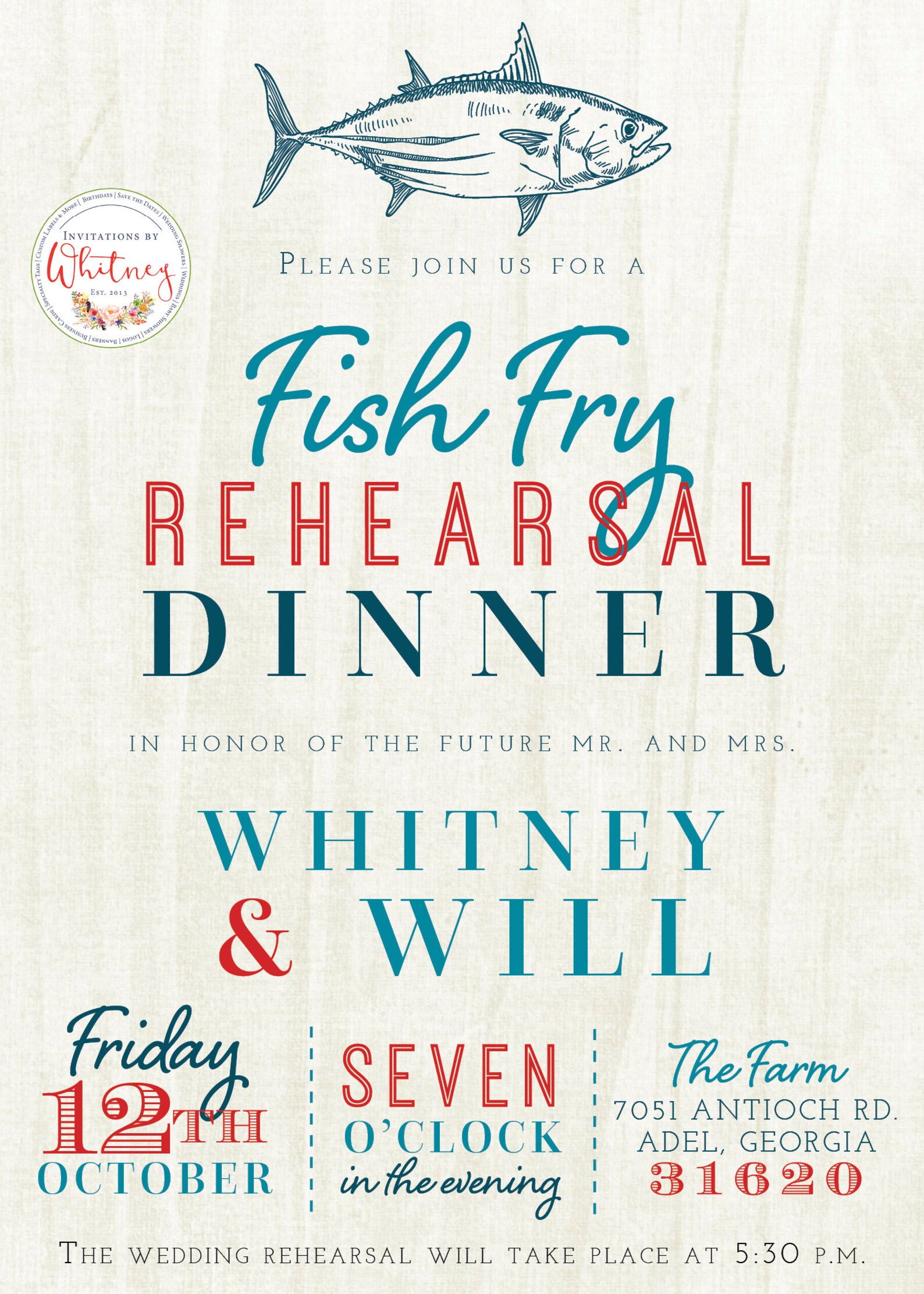 Fish Fry Invitation Fish Fry Rehearsal Dinner Invitation - Etsy