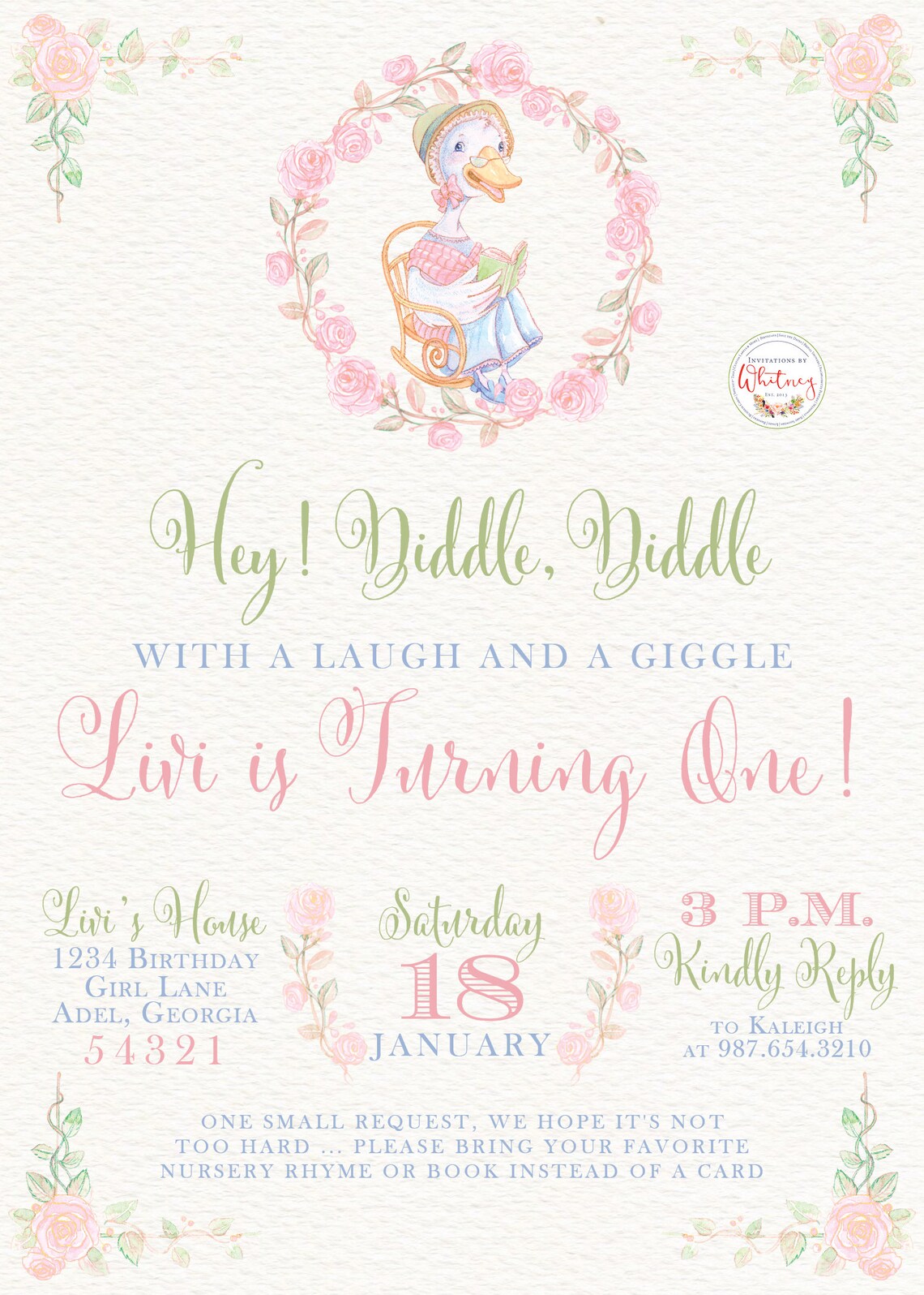 Nursery Rhyme Birthday Invitation Nursery Rhyme Invitation - Etsy