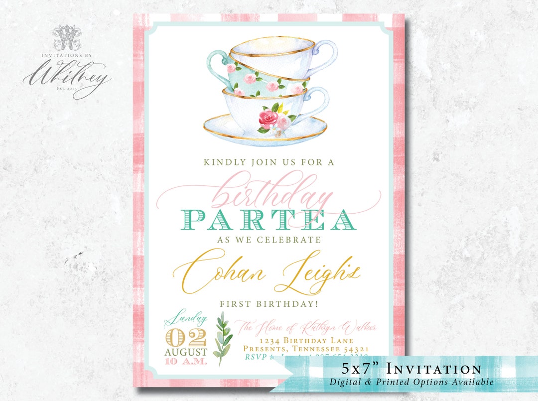 Partea Invitation, Tea Party Invitation, Tea Party Birthday Invitation ...