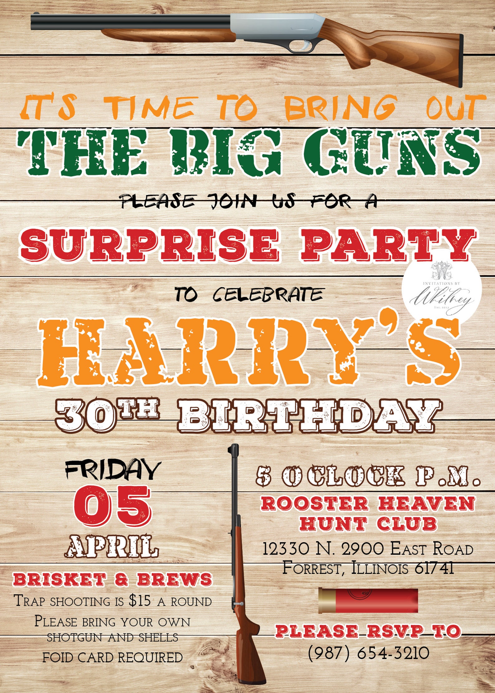 Skeet Shooting Birthday Invitation Hunting Birthday - Etsy