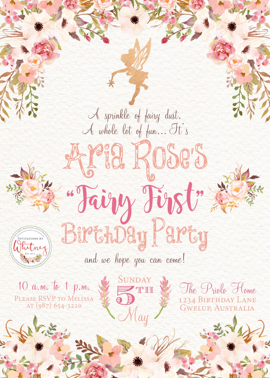 Fairy First Birthday Invitation Fairy Birthday Invitation - Etsy