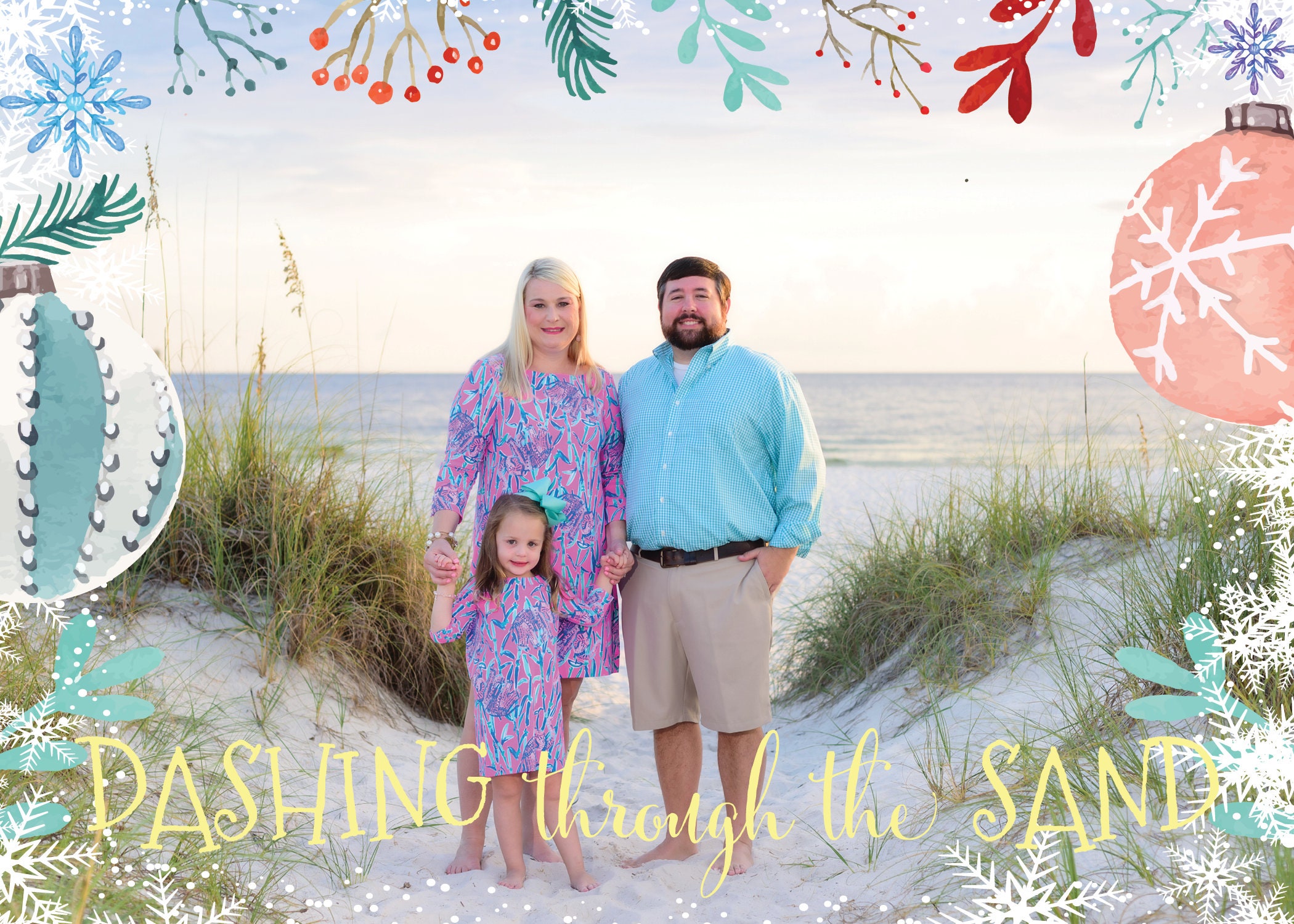 Beach Christmas Card, Dashing Through the Sand, Christmas Card Design ...