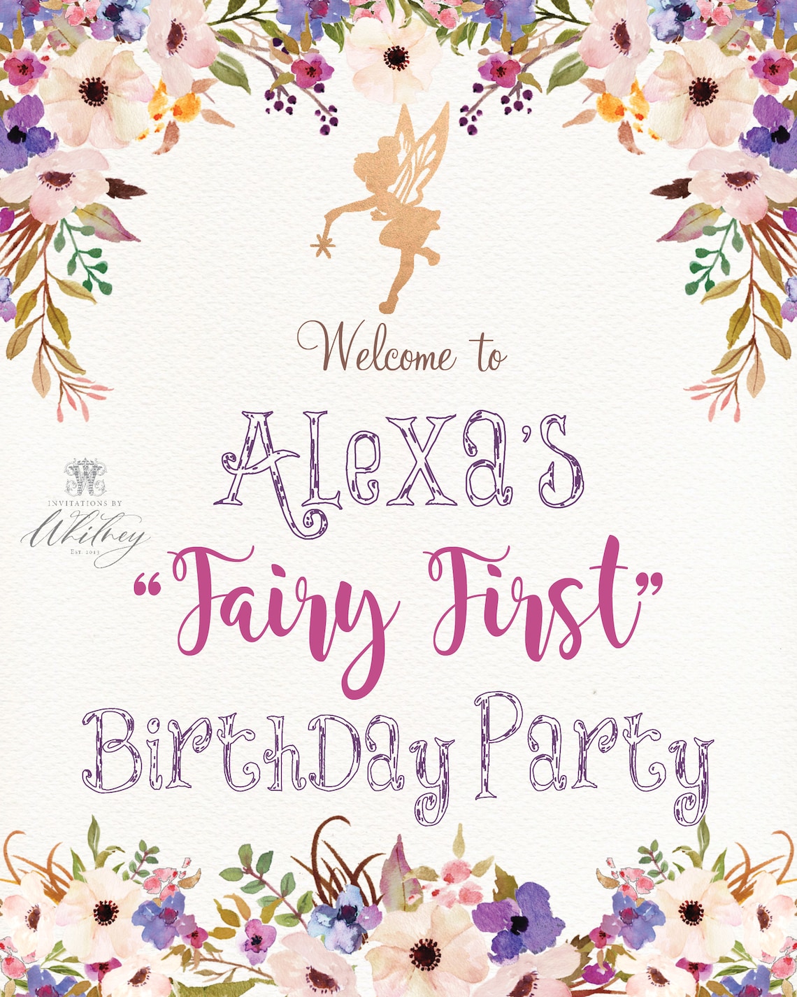 Fairy First Birthday Welcome Sign Fairy Birthday Party - Etsy