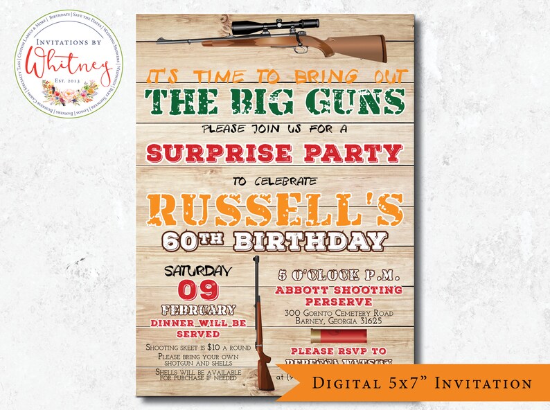 Skeet Shooting Birthday Invitation Hunting Birthday | Etsy