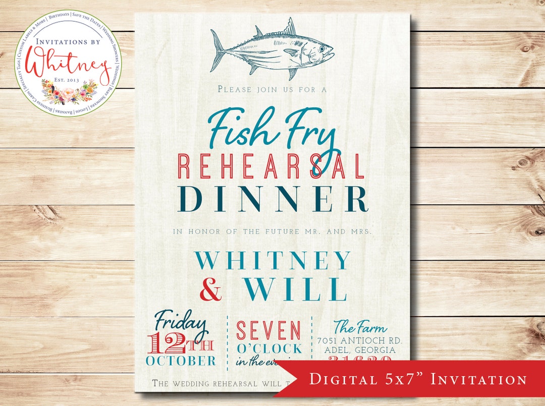 Fish Fry Invitation, Fish Fry Rehearsal Dinner Invitation, Fish Fry ...