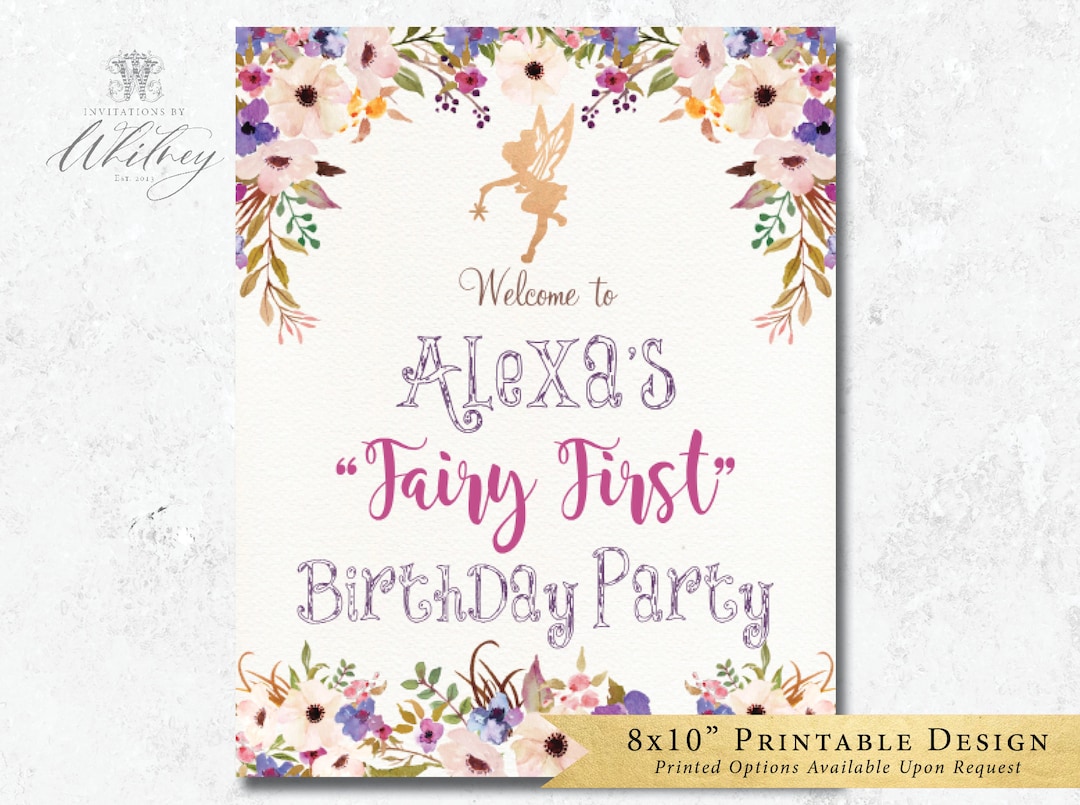 Fairy First Birthday, Welcome Sign, Fairy Birthday Party Welcome Sign ...
