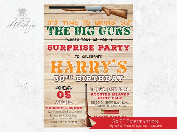 Skeet Shooting Birthday Invitation Hunting Birthday - Etsy