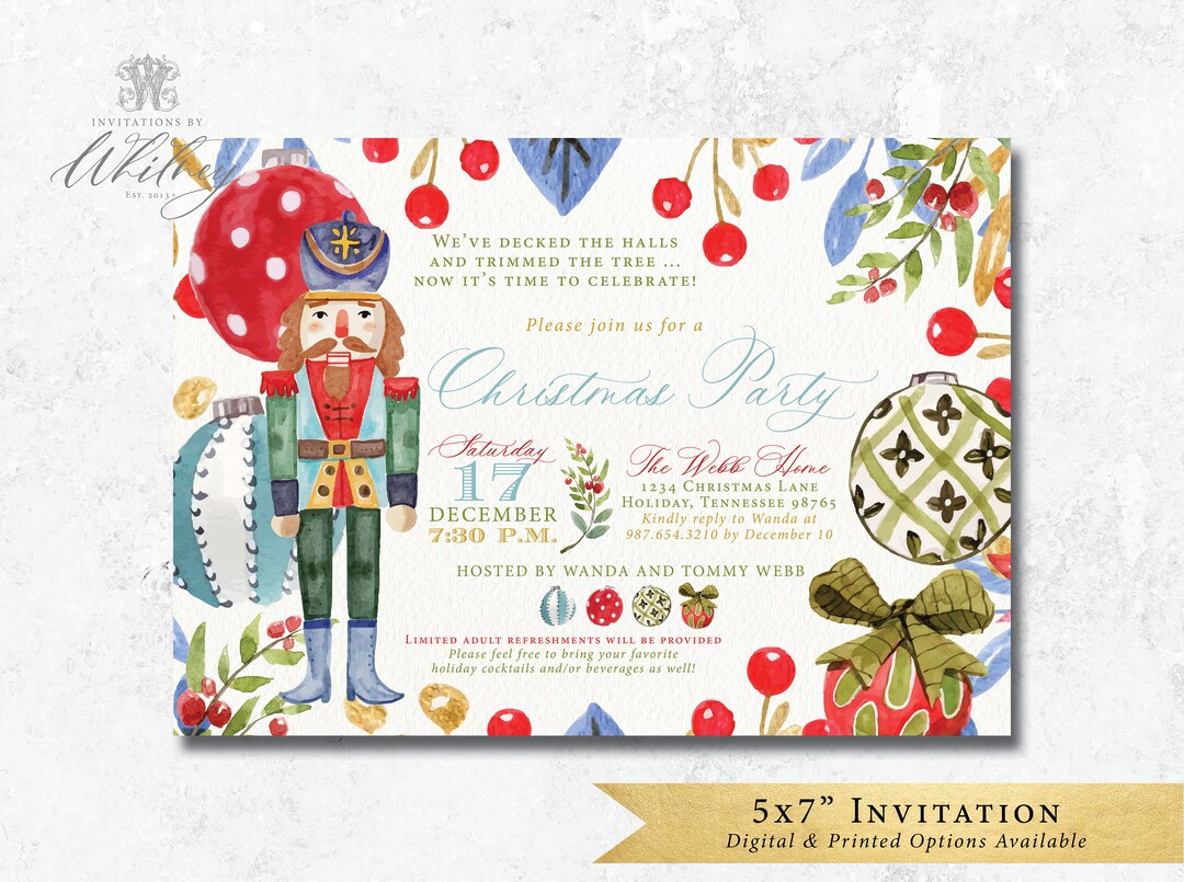 Nutcracker Christmas Party Invitation, Christmas Party Invitation ...