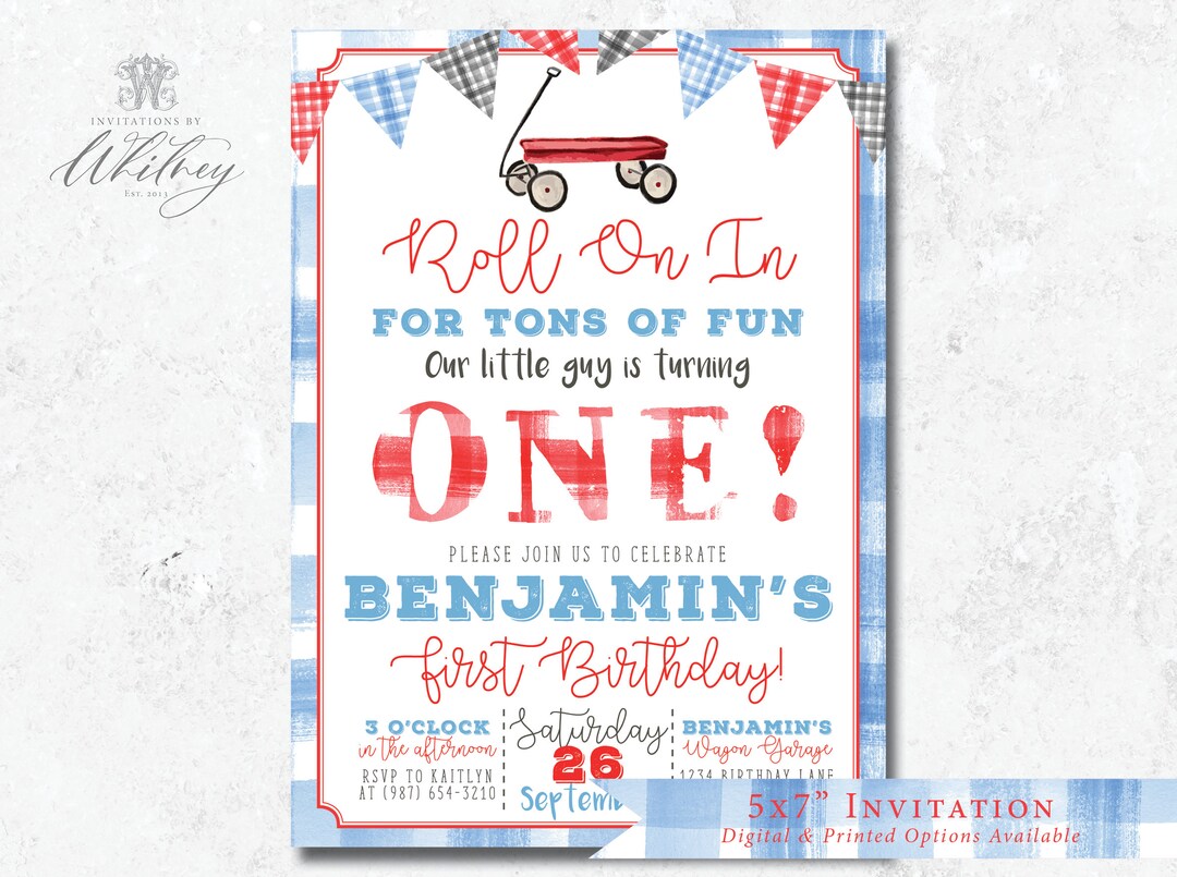 Red Wagon Invitation Design, Red Flyer Invitation Design, Wagon ...
