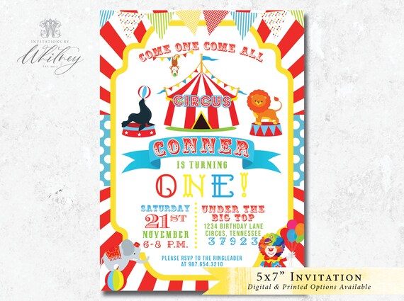 Circus Birthday Party Invitation Circus Invitation Circus - Etsy