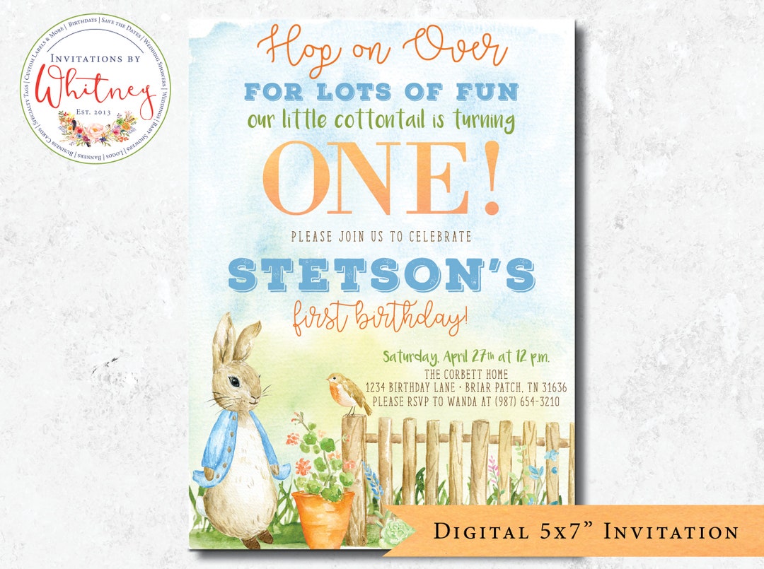 Peter Rabbit Birthday Invitation Bunny Birthday Invitation - Etsy