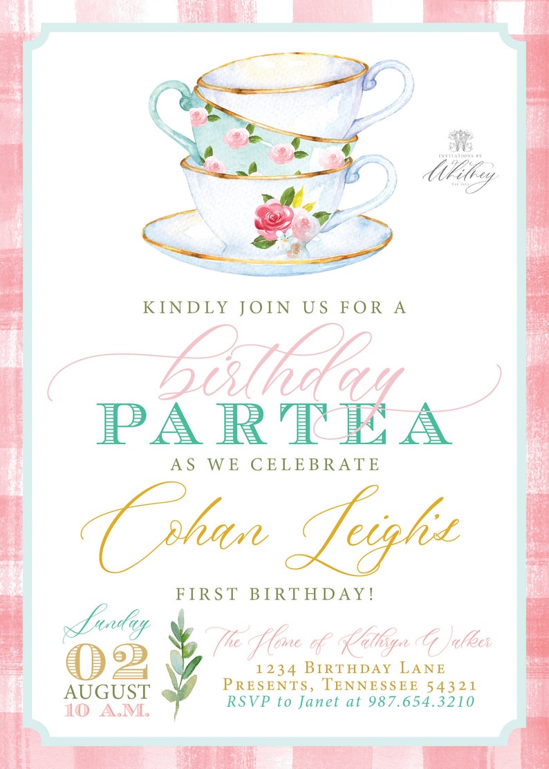 Partea Invitation Tea Party Invitation Tea Party Birthday | Etsy