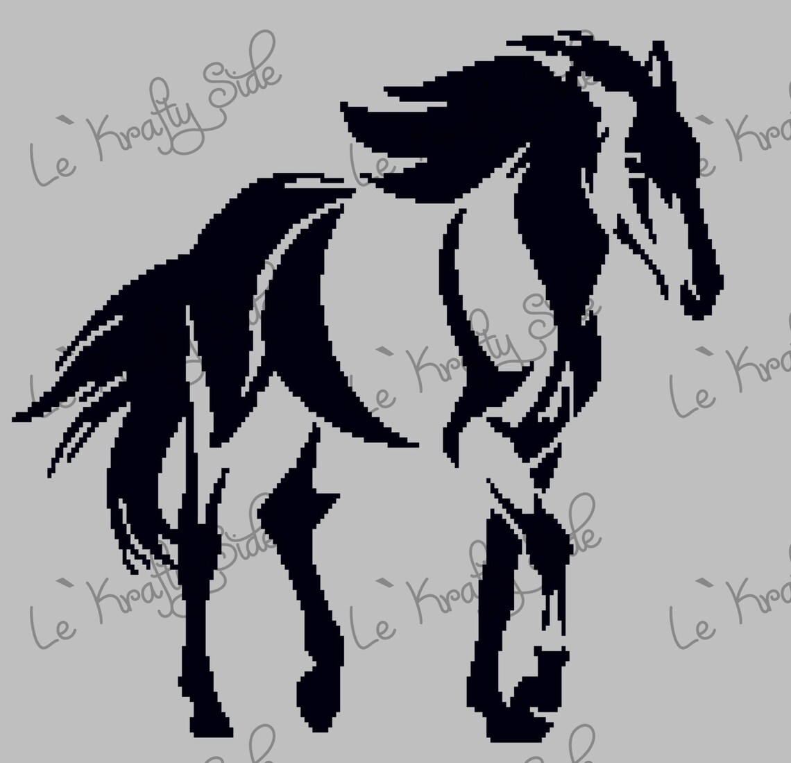 Instant Download - Mustang Horse Standard Blanket Crochet Graph Chart ...