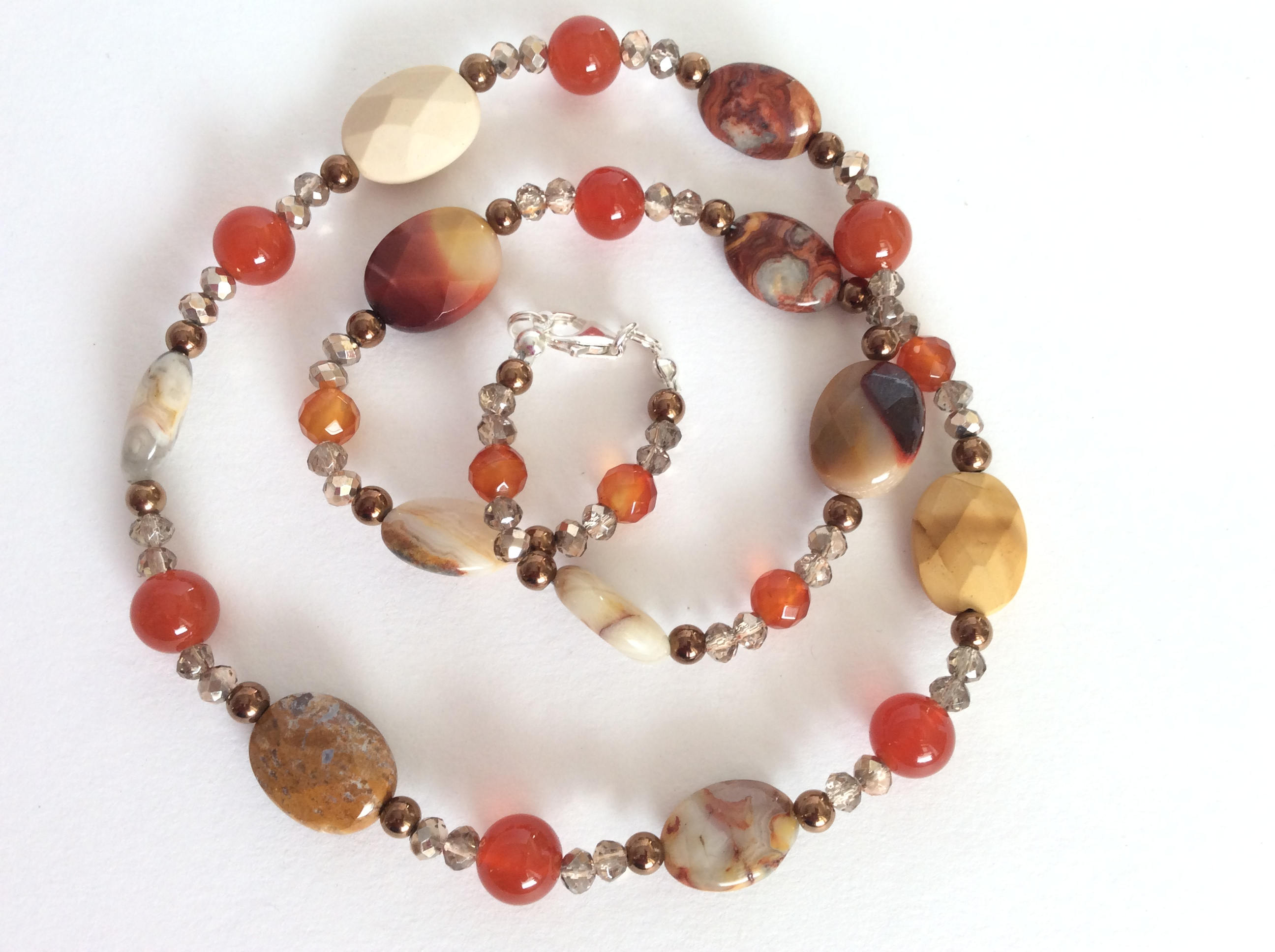 Carnelian, Crazy Agate, Mookaite and Gold Crystal Gem Necklace - Etsy ...
