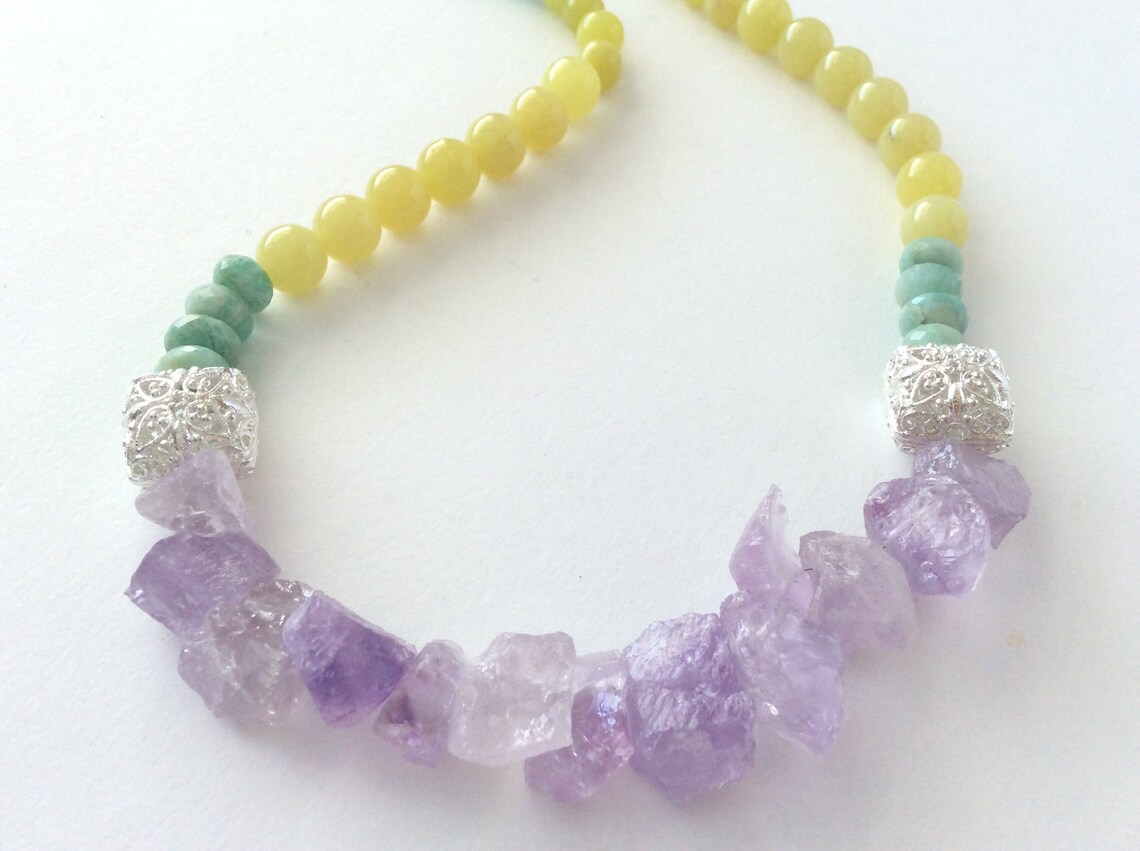 Raw Amethyst Aqua Amazonite and Lemon Jasper | Etsy