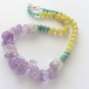 Raw Amethyst, Aqua Amazonite and Lemon Jasper - Etsy UK