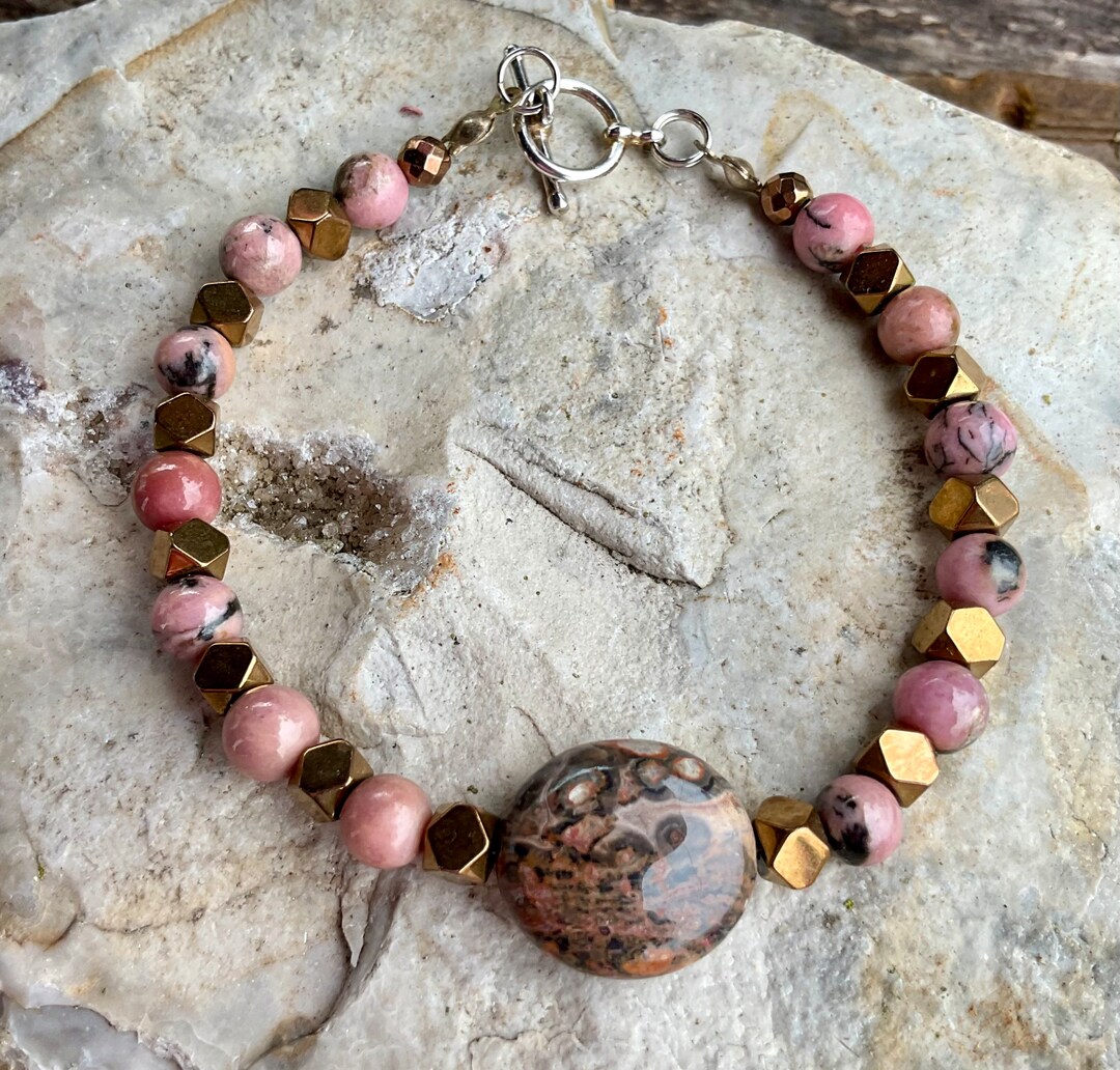 Picasso Jasper, Rhodonite and Copper Hematite Bracelet - Etsy