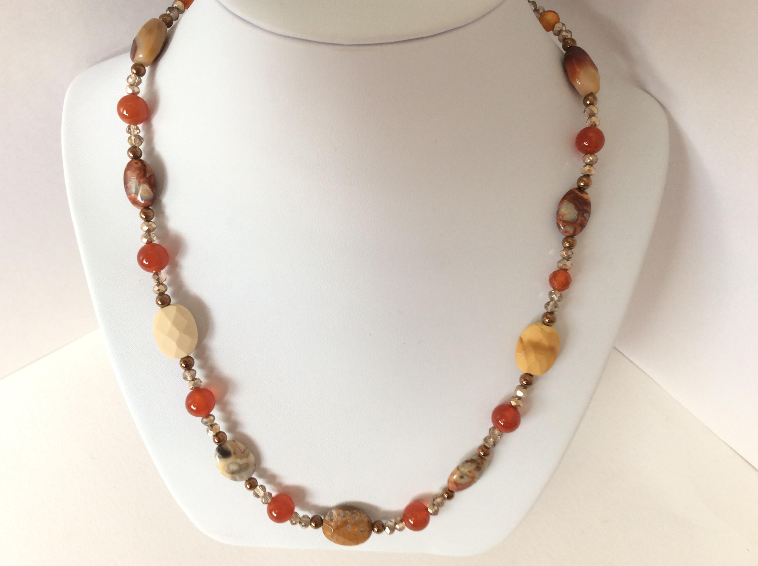 Carnelian, Crazy Agate, Mookaite and Gold Crystal Gem Necklace - Etsy ...