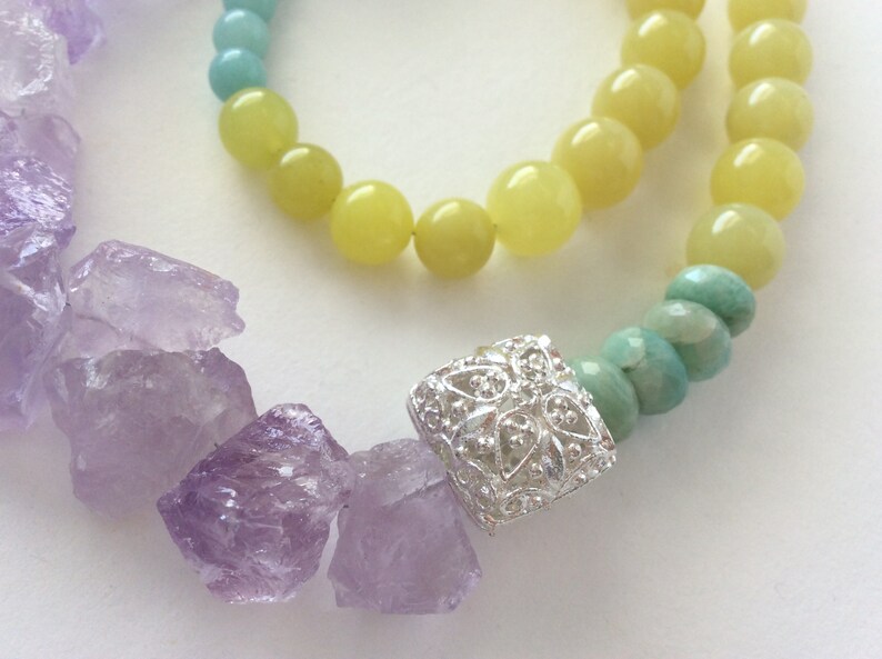 Raw Amethyst Aqua Amazonite and Lemon Jasper - Etsy UK