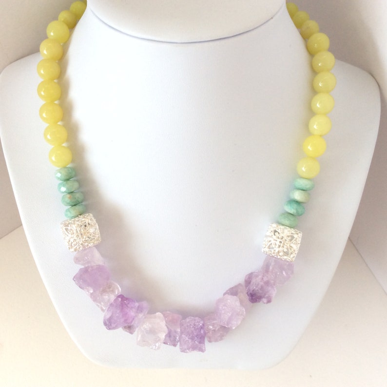 Raw Amethyst Aqua Amazonite and Lemon Jasper - Etsy UK
