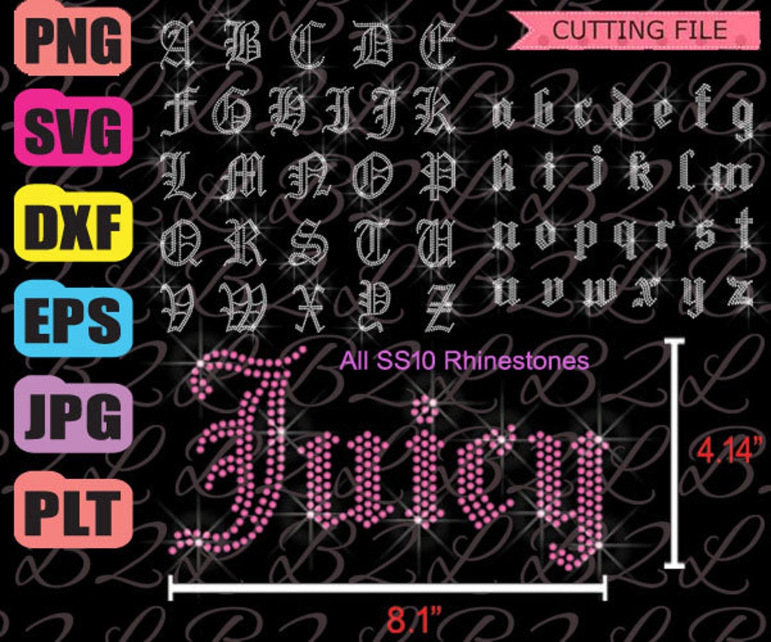 Old English Font Rhinestone Letters Template Transfer - SVG and DXF ...