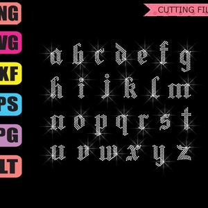 Old English Font Rhinestone Letters Template Transfer - SVG and DXF ...