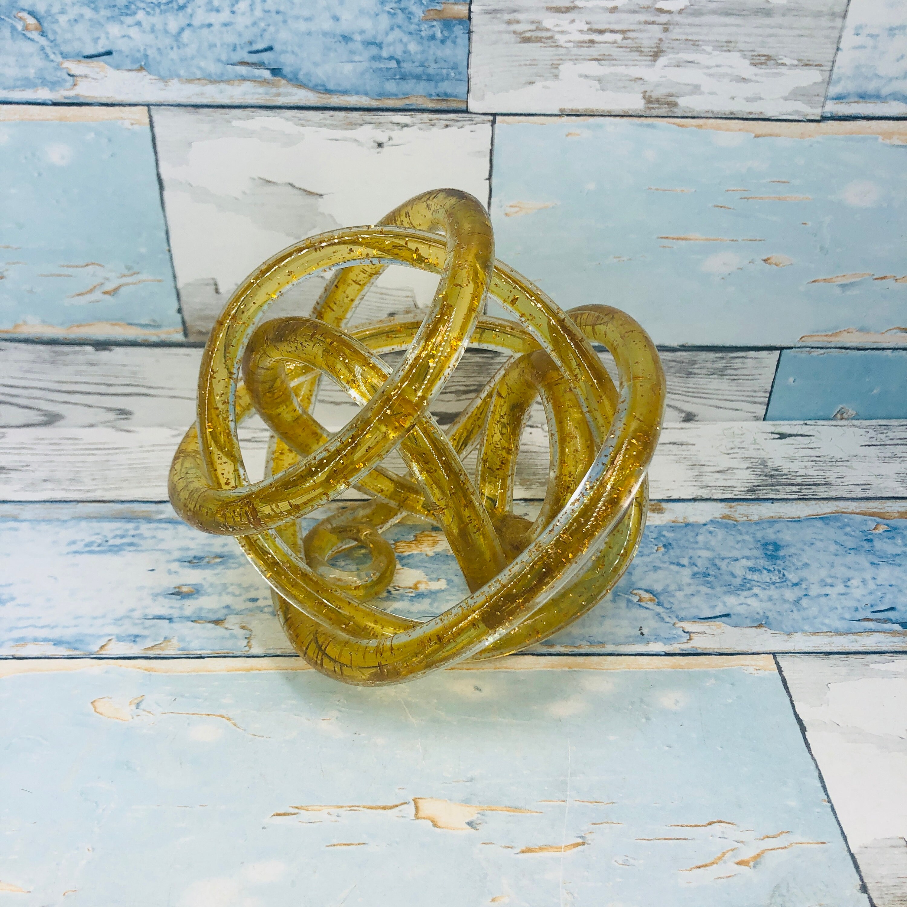 Vintage Art Glass Rope Knot Sculpture Paperweight Spiral Gold - Etsy