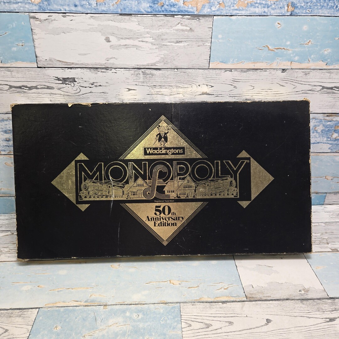 Monopoly Waddingtons 50th Anniversary Edition 1985 Board Game Box Worn ...