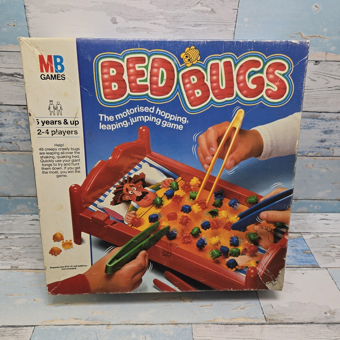 Bed Bugs 1985 Vintage MB Games Motorised Hopping Jumping Game Box Wear ...