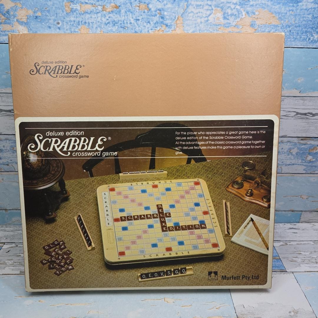 Australian Rare Scrabble Deluxe Edition Rotating Turntable Complete ...