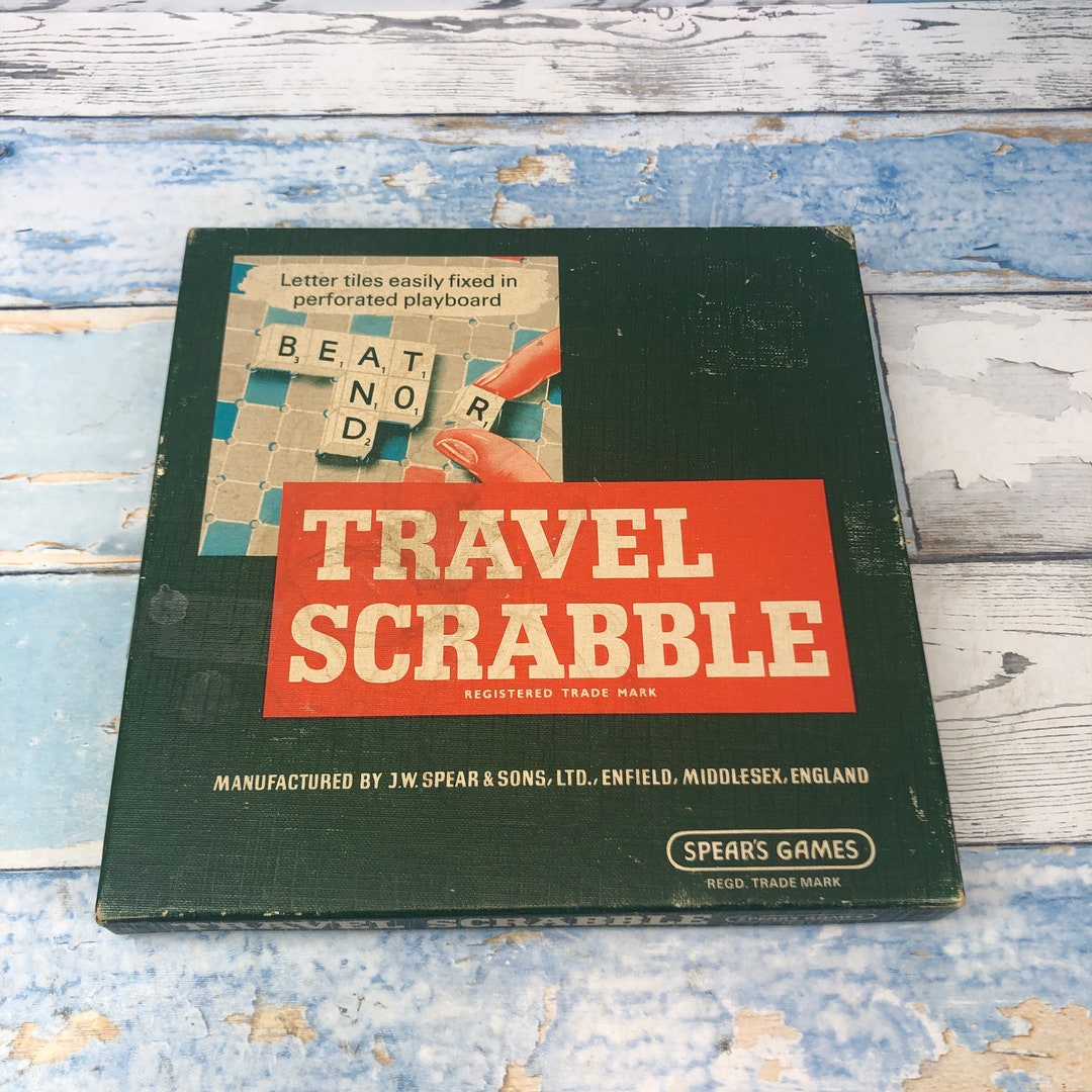 Scrabble de voyage vintage dans sa boîte par Spear's Games complet ...