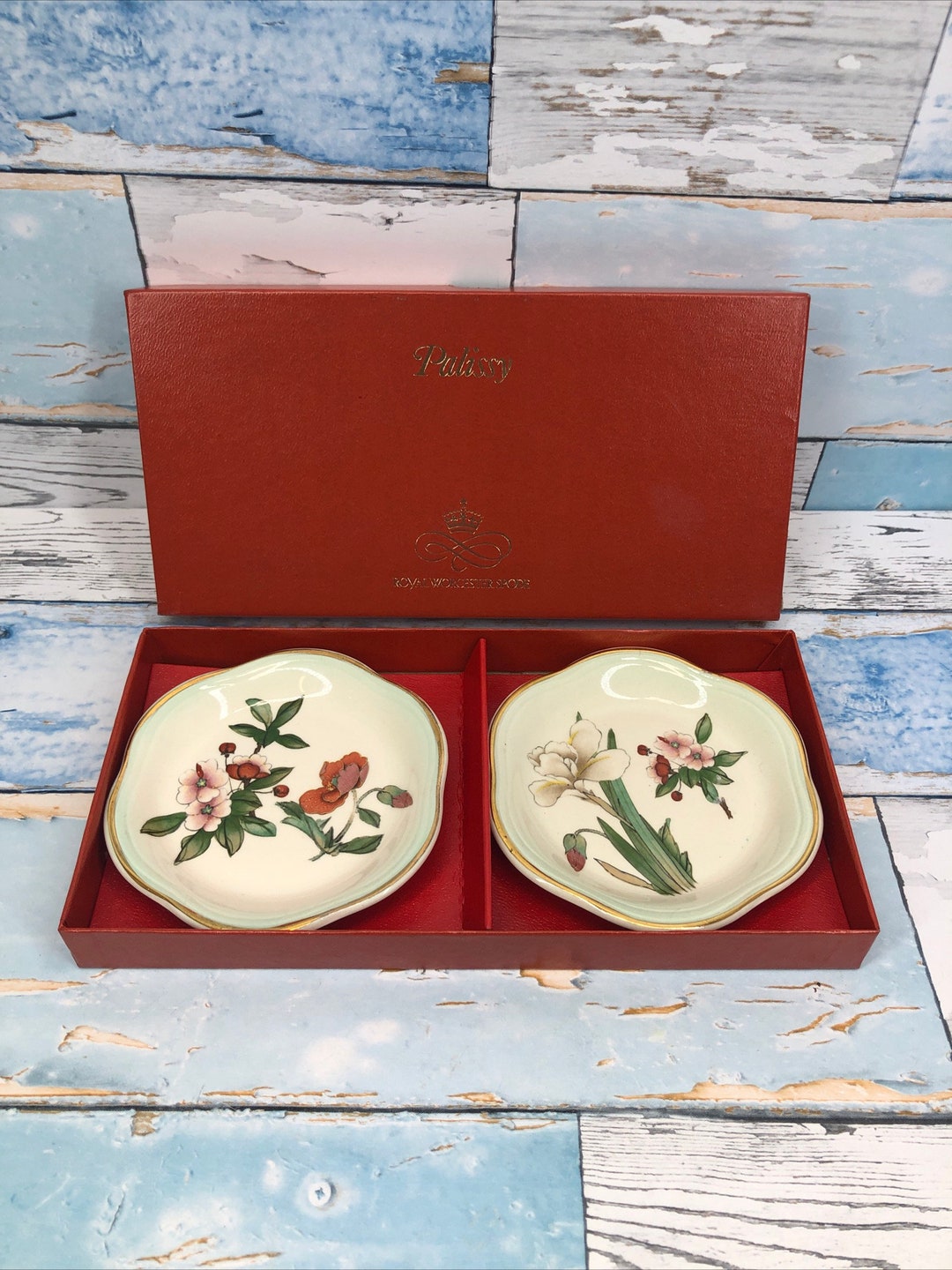 Royal Worcester Spode's Palissy Royal Collection Twin Jade Trays (boxed ...