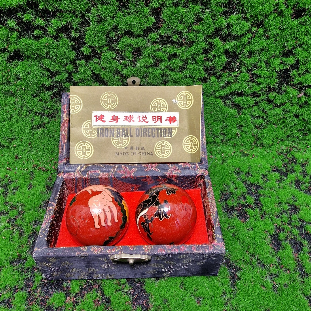 2 Chinese Iron Balls Original Box Iron Ball Direction Dragon Design ...