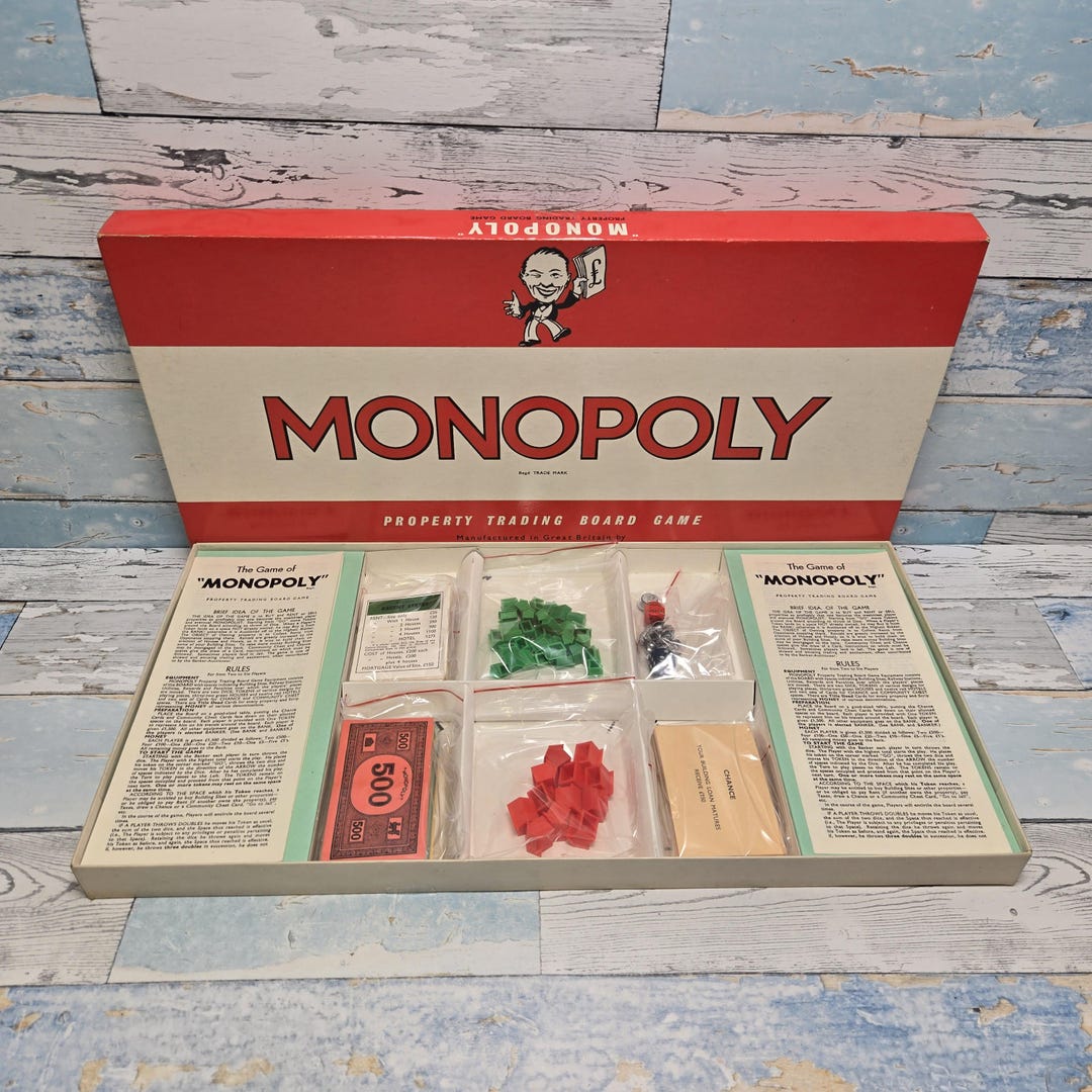 Monopoly Board Game Original Classic Red Box Metal Pieces 1962 Best ...